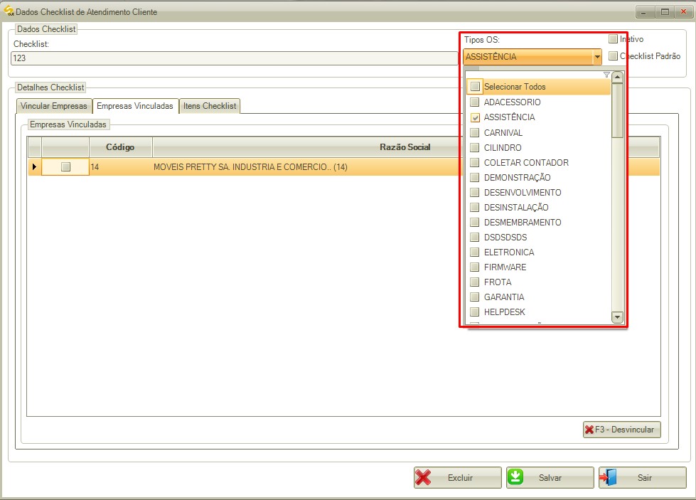 Cadastro Checklist Atendimento Cliente – Knowledge Base SmartSoftwares