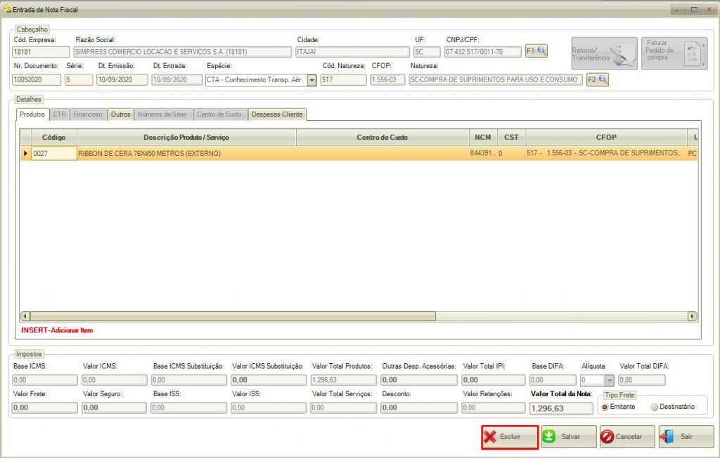 Como excluir uma nota de Entrada – Knowledge Base SmartSoftwares